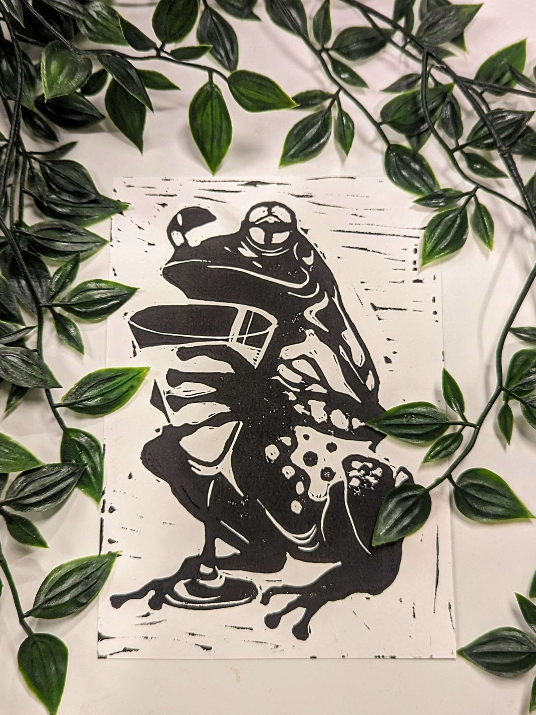 Frog Cocktail Lino Print - Etsy UK