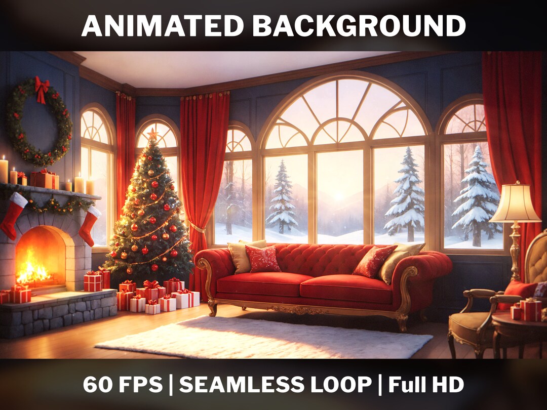 Animated Christmas Vtuber Background, Cozy Winter Evening, Dreamy Warm ...
