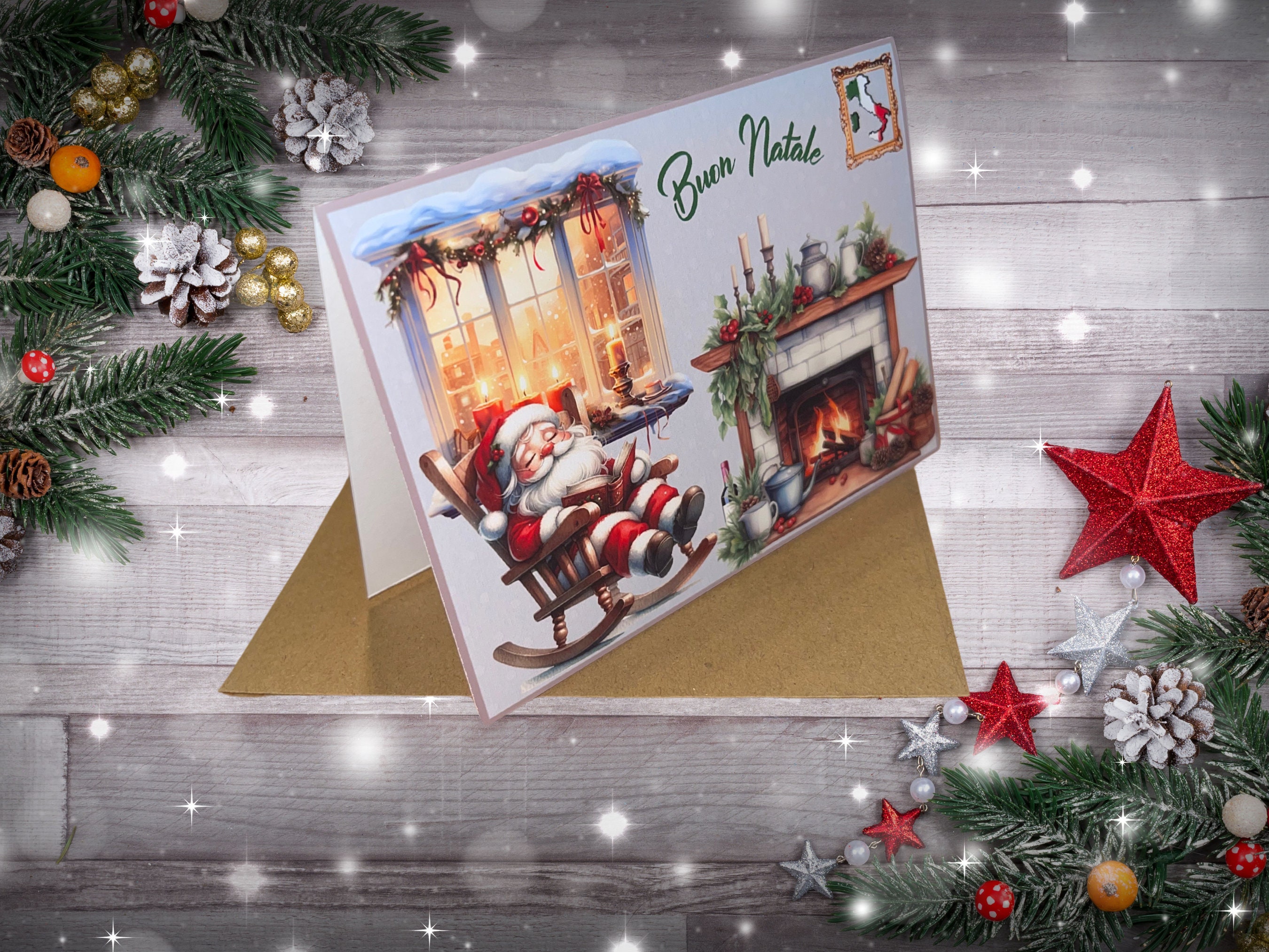 Italian Christmas Greeting Card Italian Santa Italian Flag Italian Card ...