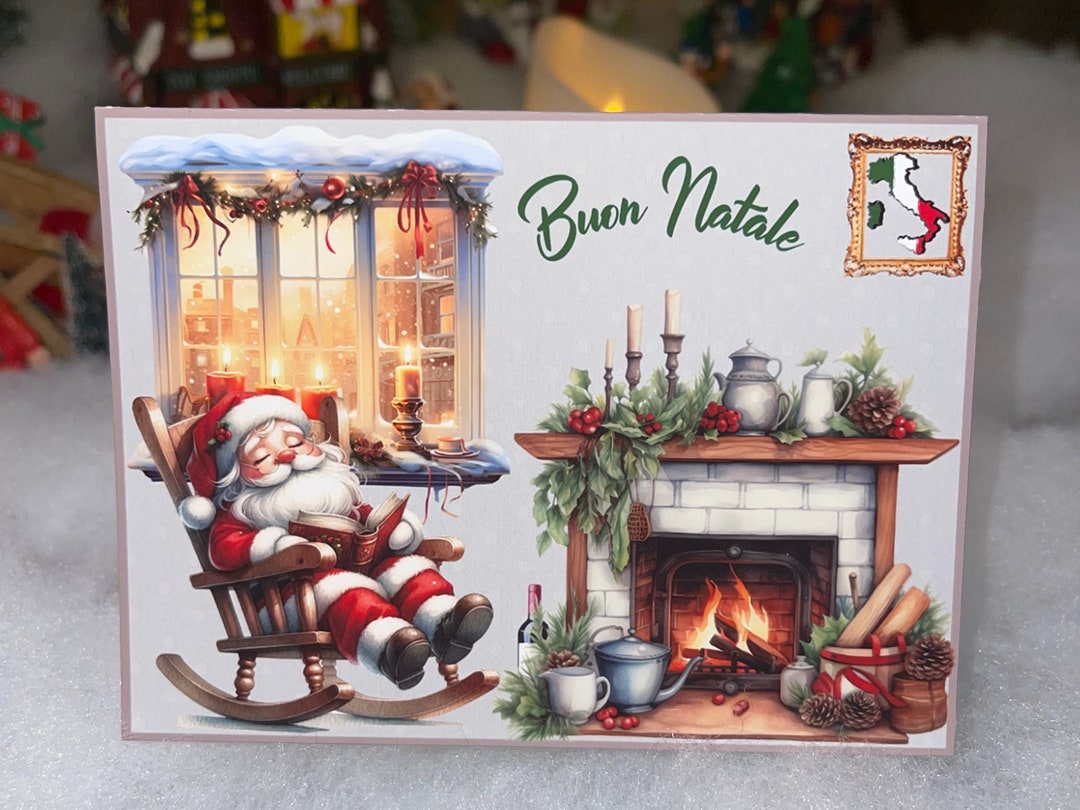 Italian Christmas Greeting Card Italian Santa Italian Flag Italian Card ...