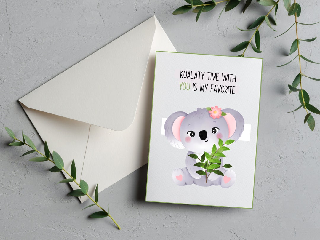Quality Time Love Anniversary Card Koala Cute Card Valentines Day Card ...