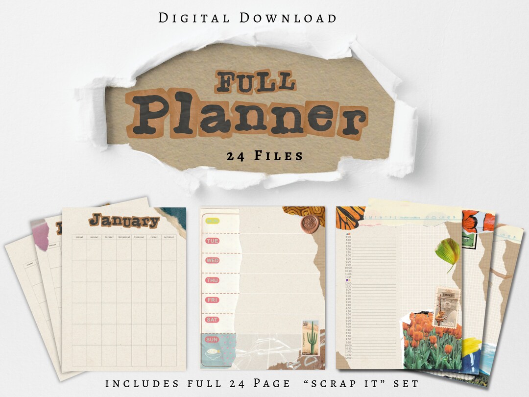 Scrapbook Agenda Planner Set, PDF & JPEG Instant Downloadable Daily ...