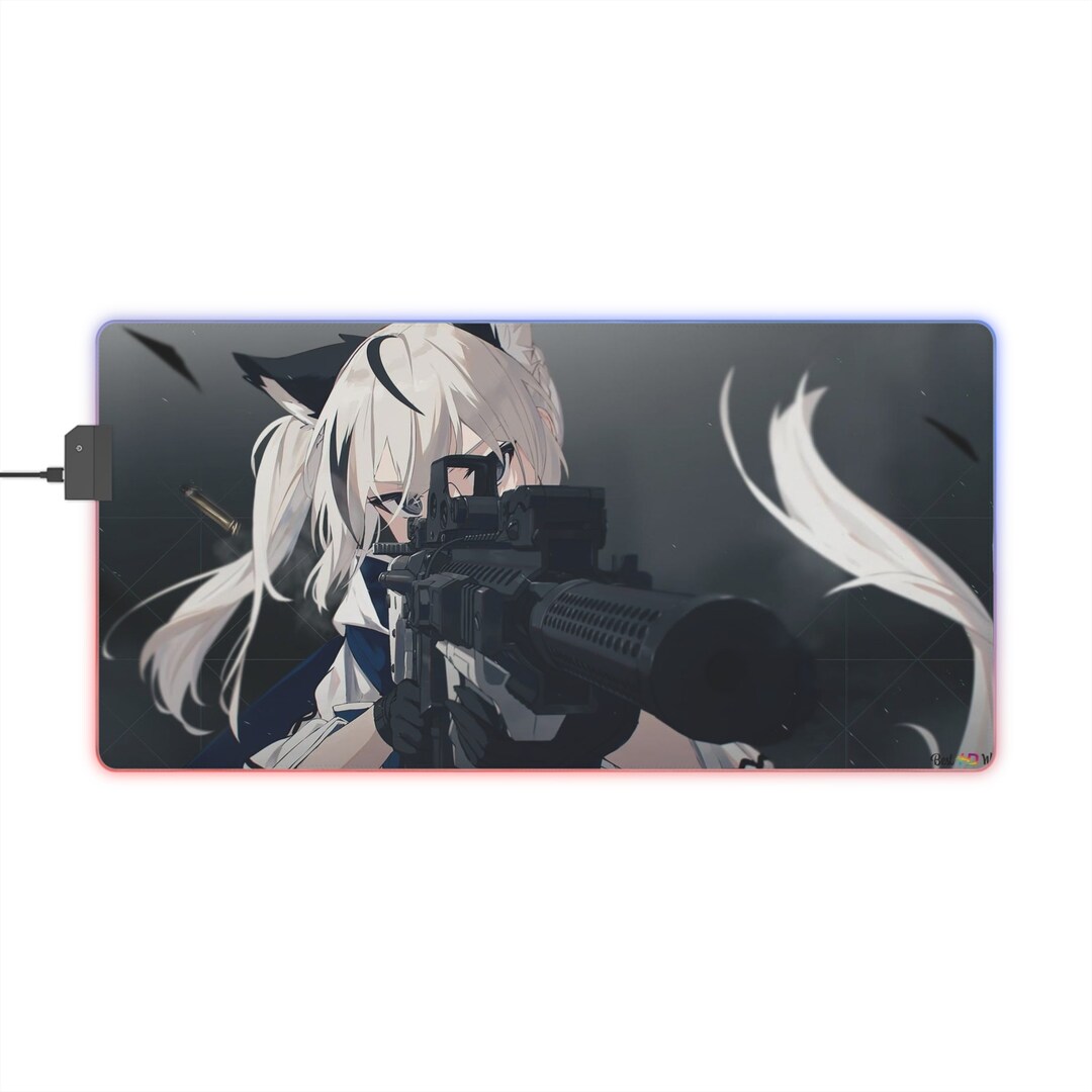 Anime Girl Gamer Rifle Sharp Shooter LED Gaming Mouse Pad, Desk Mat ...