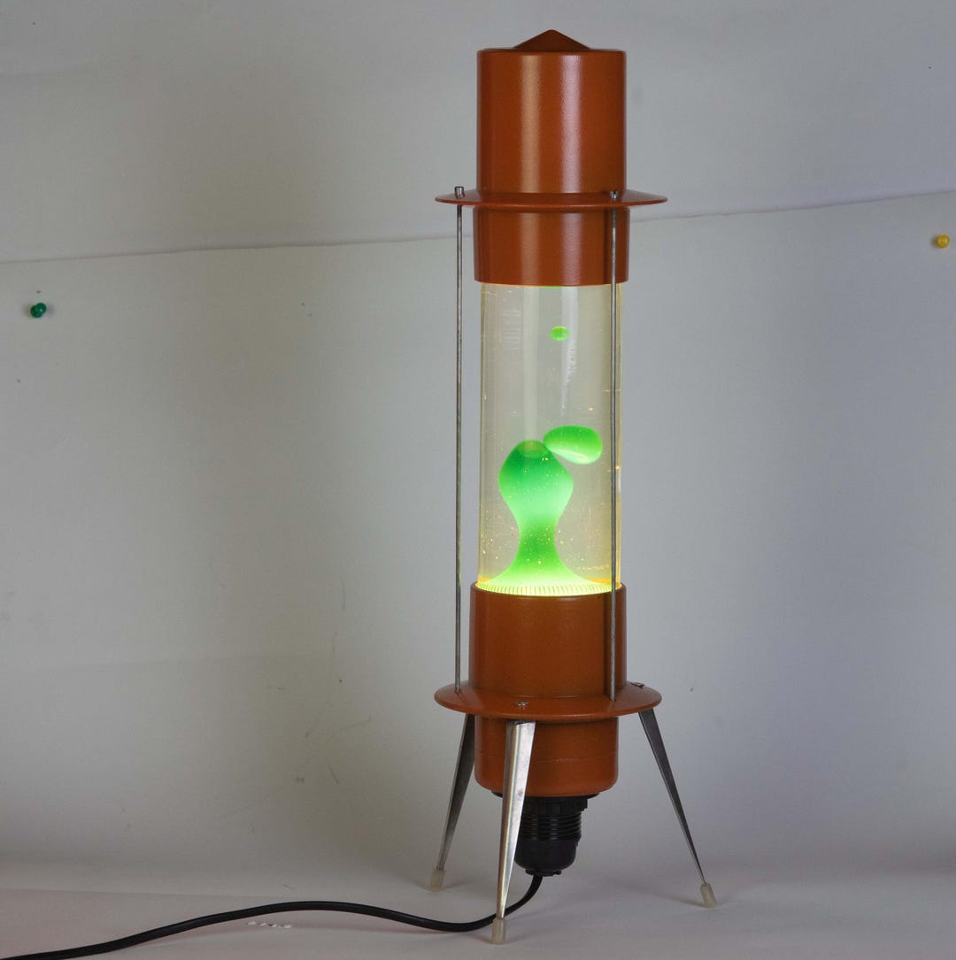 Large 19″ Orange Lava Lamp Rainbow USSR Soviet Racket Spaceship Green ...