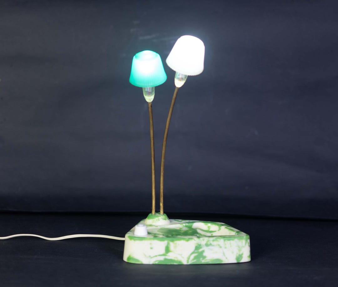 Vintage Soviet Night Lamp “flowers” • Green Marble Base • Mid-century ...