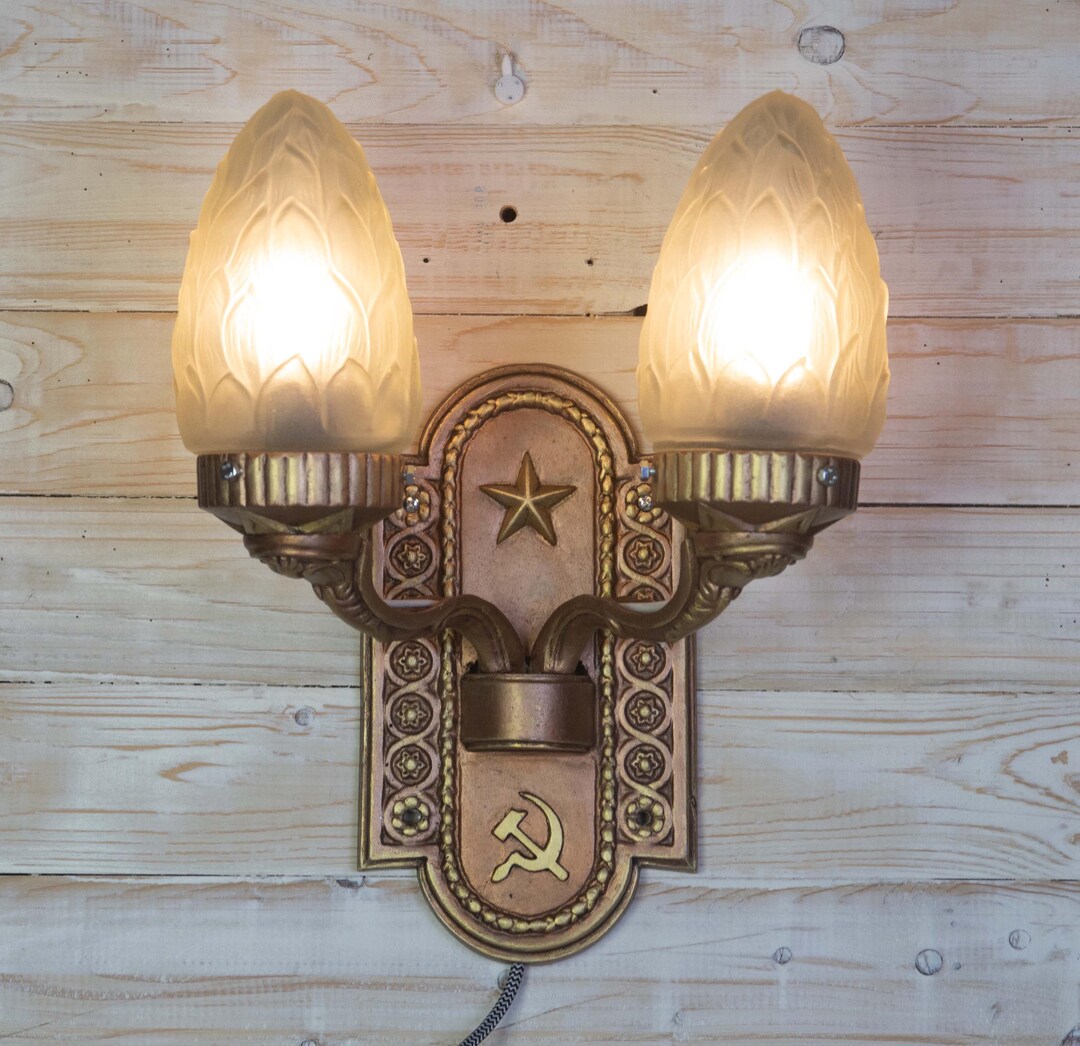 Vintage Soviet Wall Sconce • Stalinist Empire USSR Lamp • Rewired ...