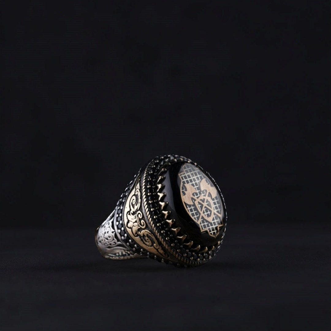 Shield and Ax Model, Mens Handmade Ring, Turkish Handmade Silver Men ...