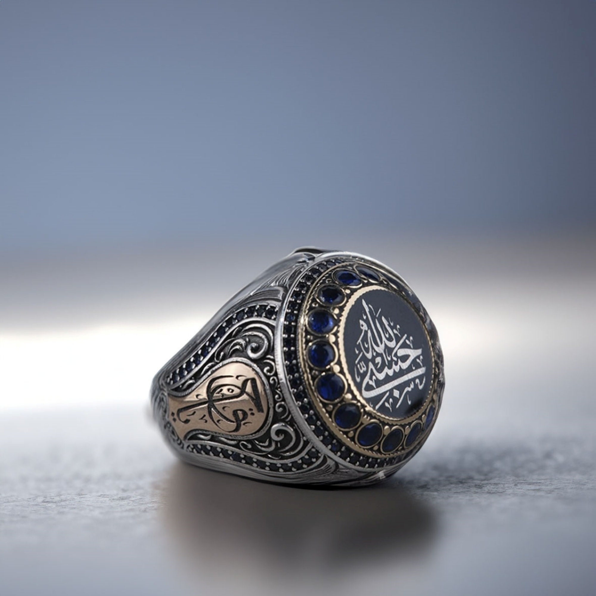 Hasbiallah Islamic Model, Islamic Jewelry, Mens Handmade Ring, Turkish ...