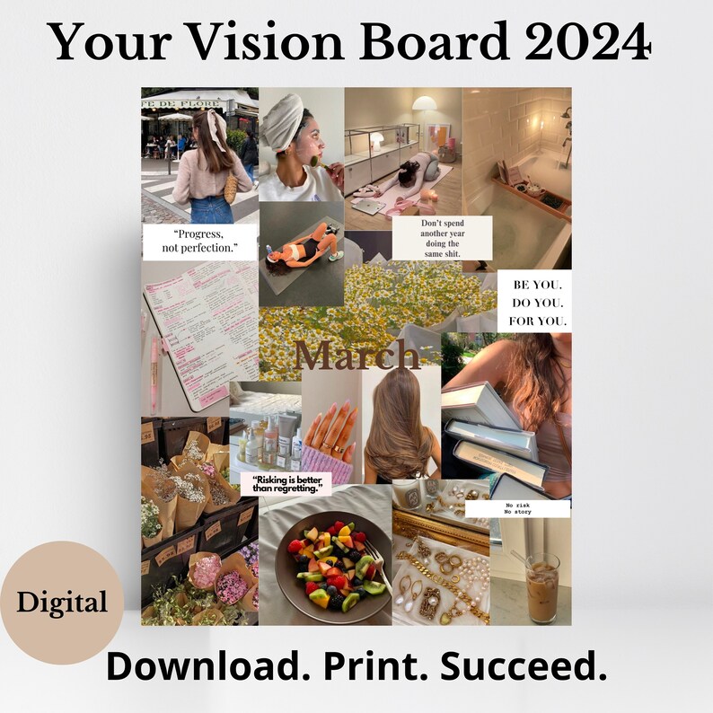 Vision Board 2024 Mood Board Monthly Vision Board Motivation Pinterest ...