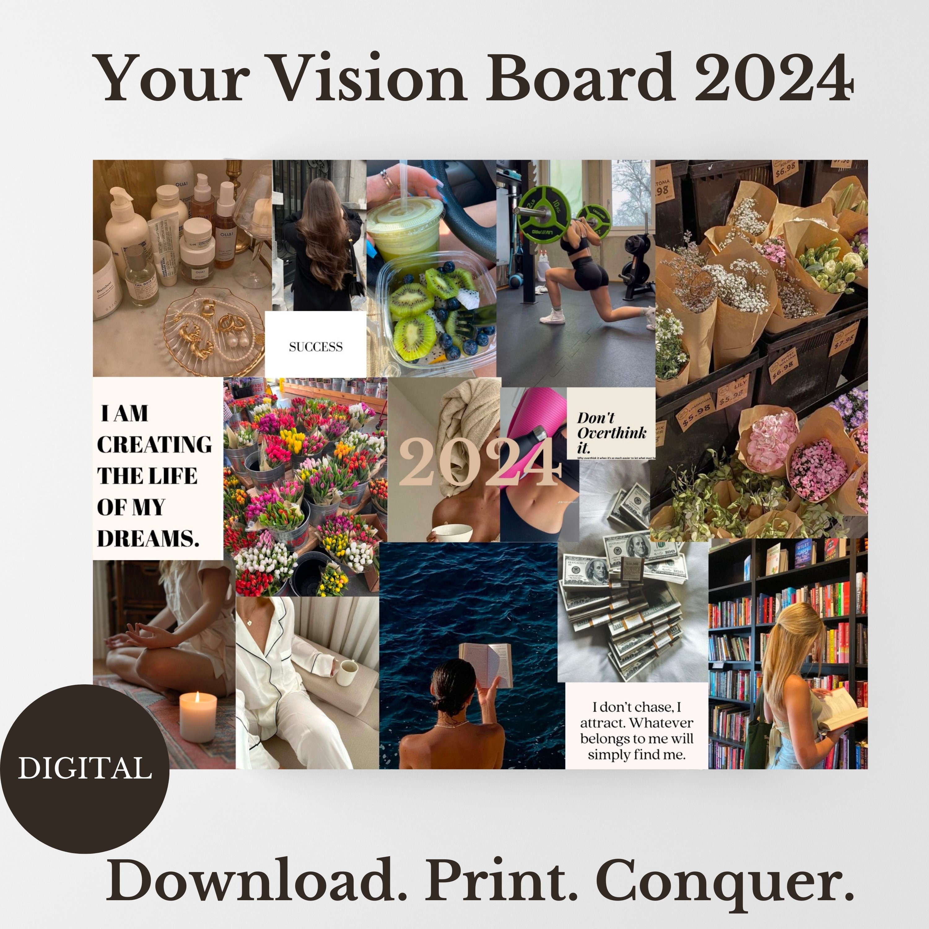 Vision Board 2024 Aesthetic 2024 New Year Motivation IT Girl Goals ...
