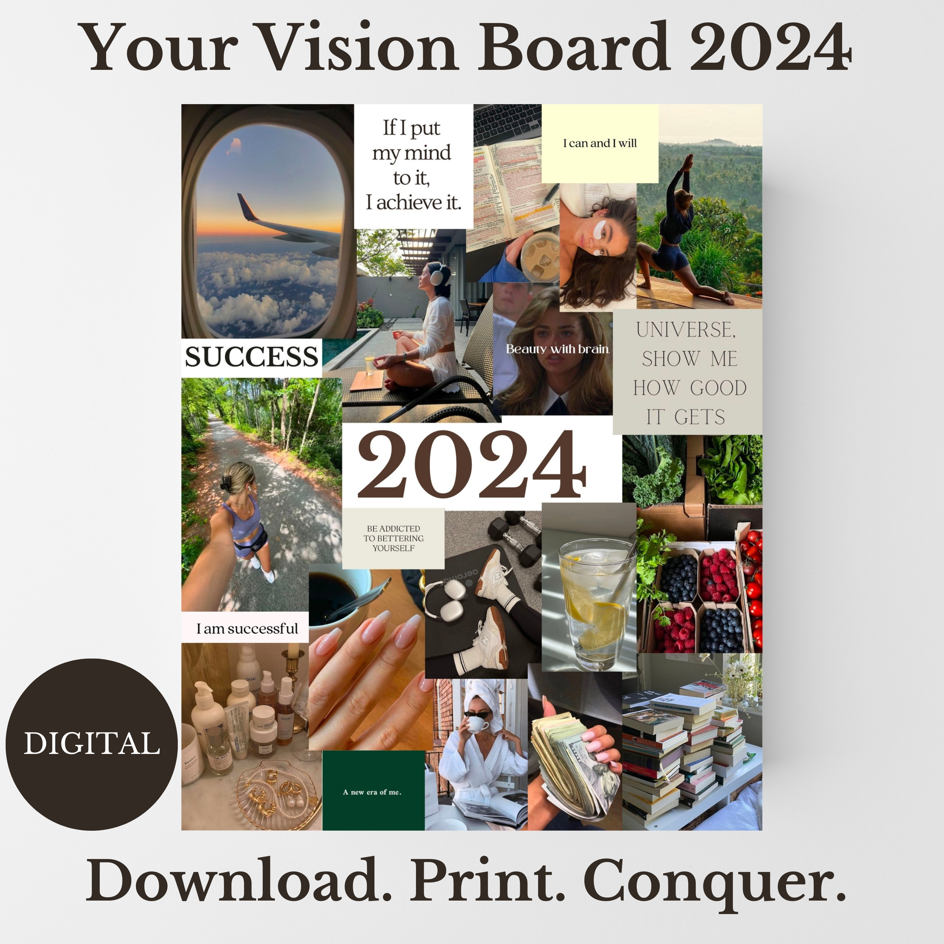 Vision Board 2024 Motivation IT Girl Pinterest Girly Poster Wall Art ...