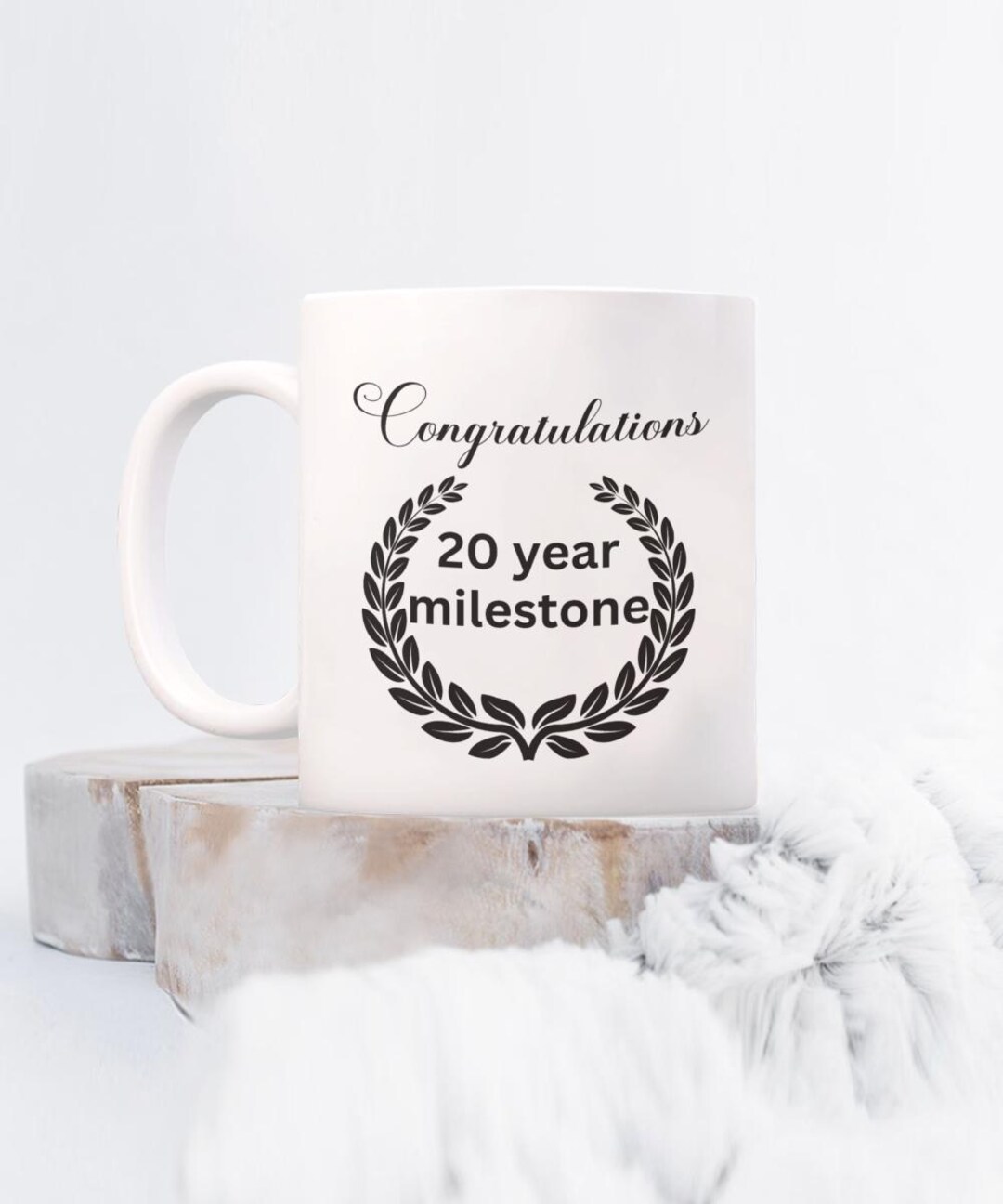 20 Year Milestone White Ceramic Coffee / Tea Mug, Work Anniversary, 20 ...