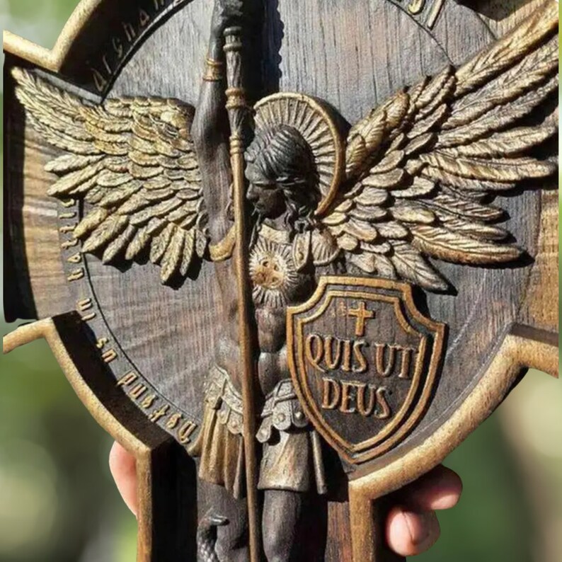 St. Michael the Archangel Slays Satan Statue, Angel Wall and Tabletop ...