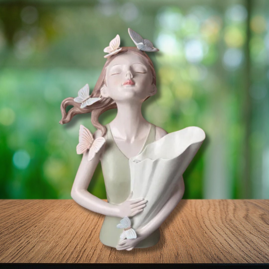 Magical Butterfly Woman Vase Beautiful Statue Vase Girl With Butterfly ...