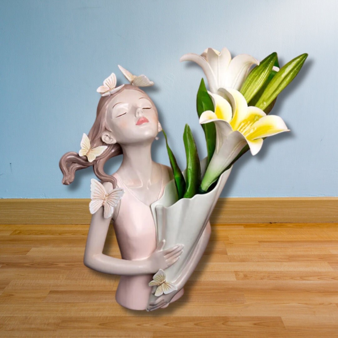 Magical Butterfly Woman Vase Beautiful Statue Vase Girl With Butterfly ...