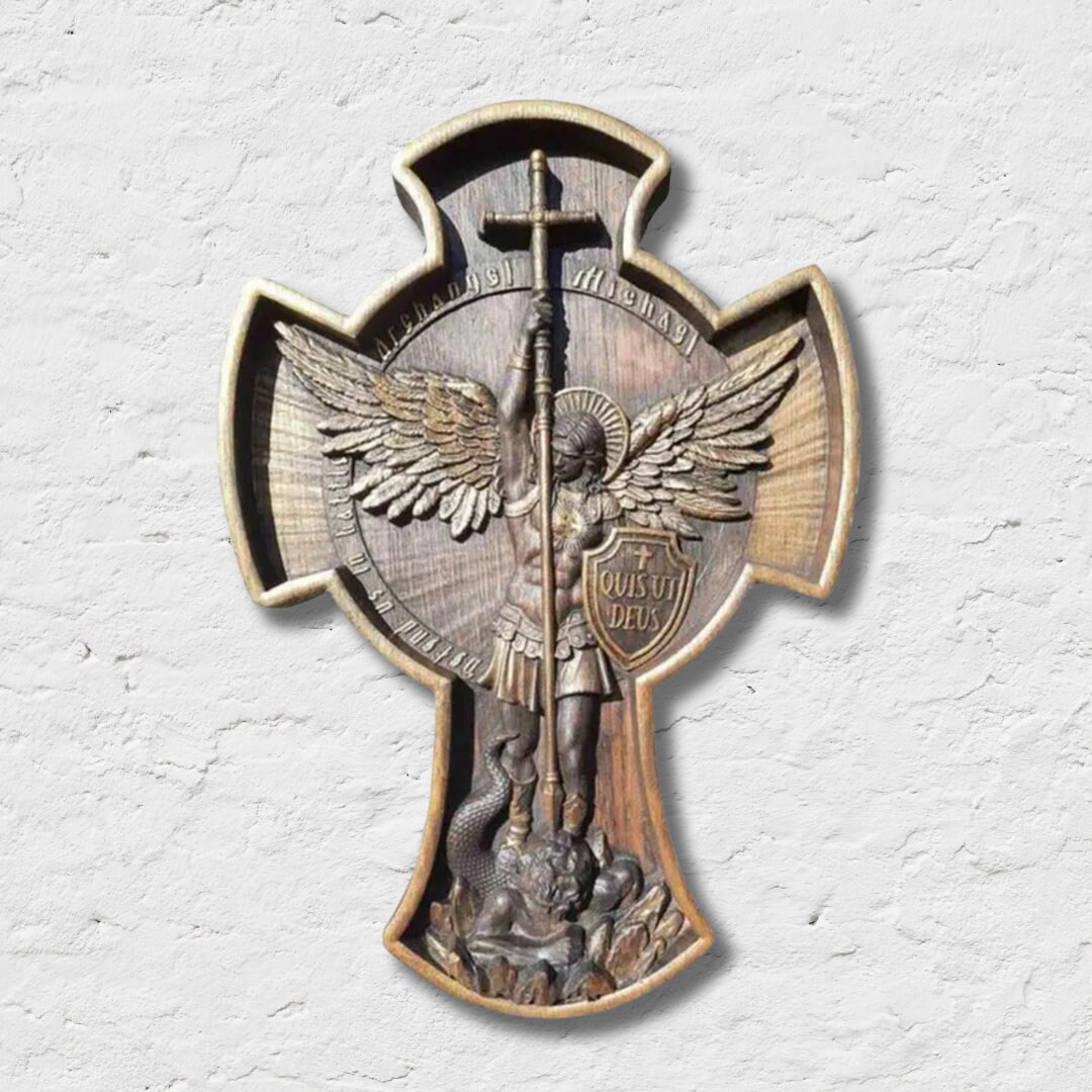 St. Michael the Archangel Slays Satan Statue, Angel Wall and Tabletop ...