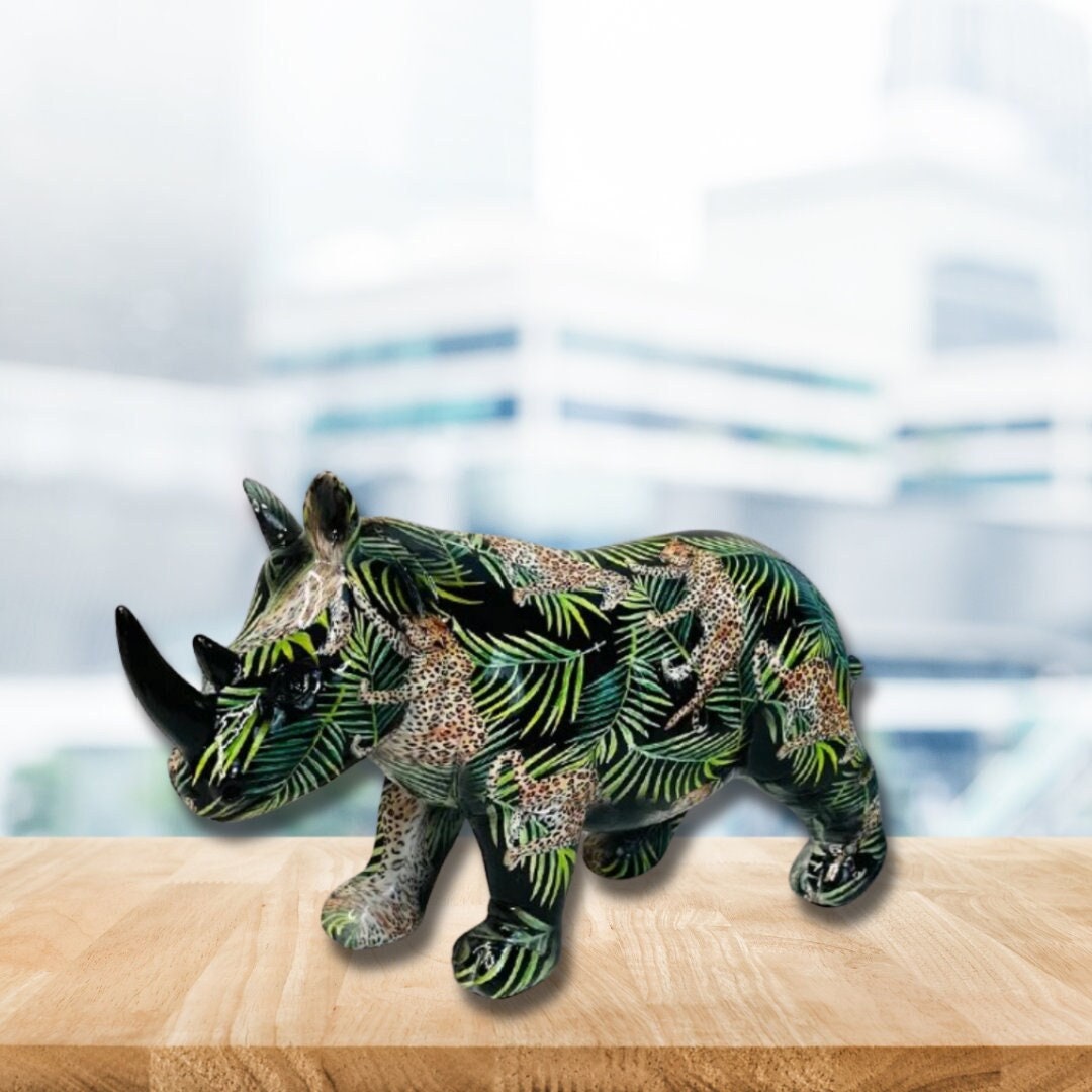 Exotic Rhino Statue Safari Rhinoceros Sculpture Abstract Rhino Ornament ...