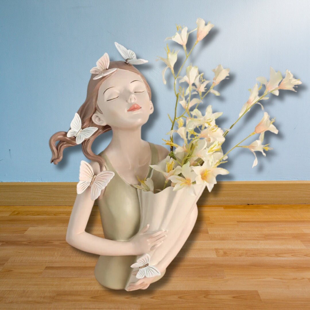 Magical Butterfly Woman Vase Beautiful Statue Vase Girl With Butterfly ...