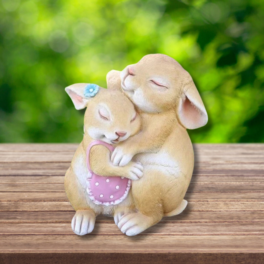 Cute Bunny Couple Statue, Bunny Love Garden Decor, Bunny Embrace ...