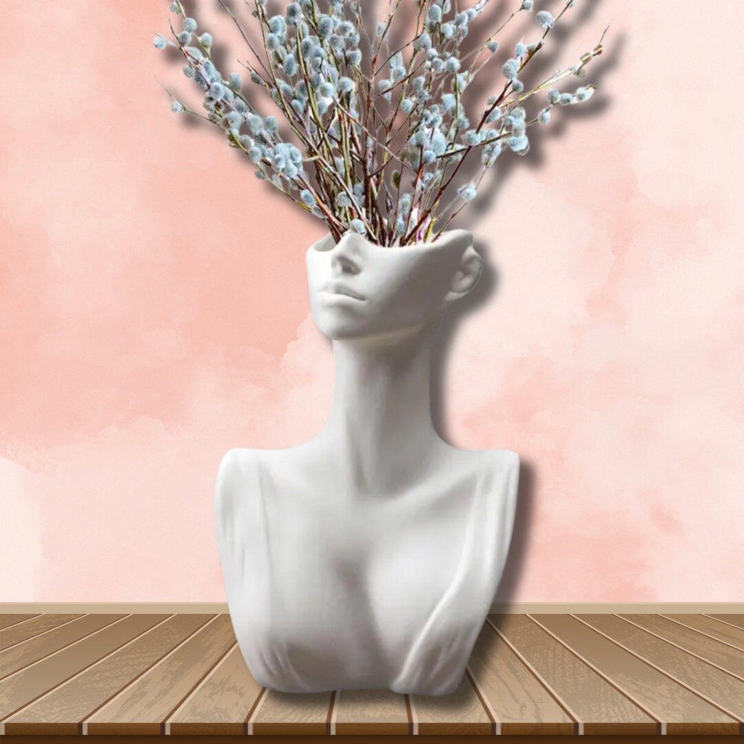 Woman Statue Vase, Woman Head Vase, Head and Torso Vase, Creative ...