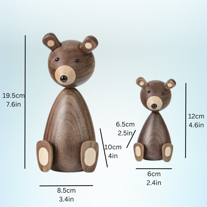 Cute Wooden Teddy Bear Sculpture, Wood Bears Statue, Adorable Bear ...