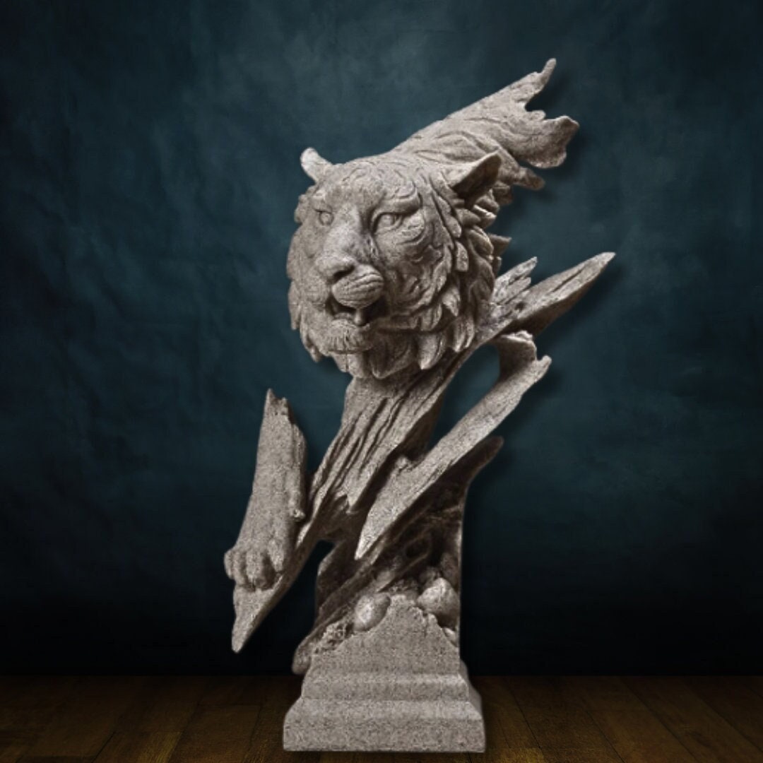 Tiger Head Bust Exotic Tiger Statue Stunning Animal Sculpture Abstract ...