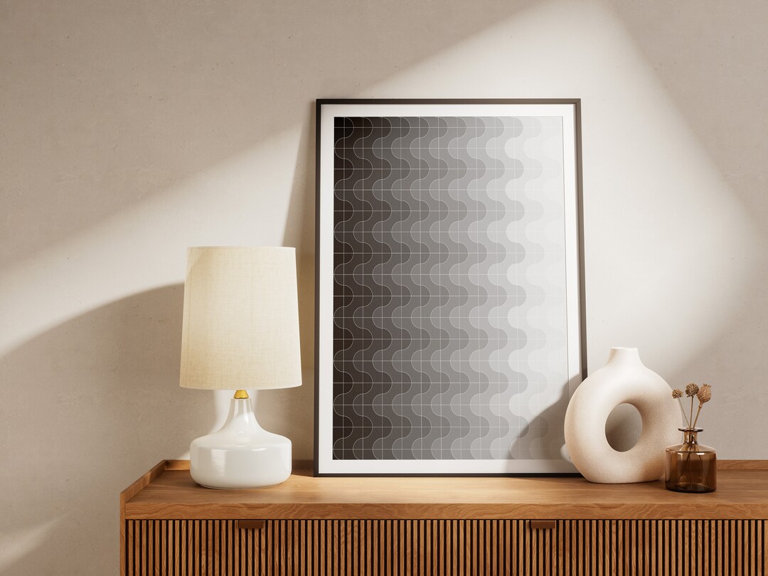 WAVES Collection (greyscale) | Black & White Gradient Ombre Grid ...