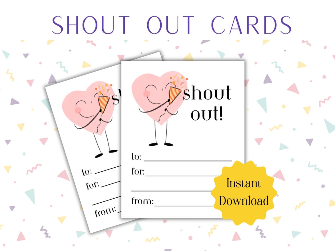 Shout Out Cards: Teacher & Employee Appreciation (digital Download) - Etsy