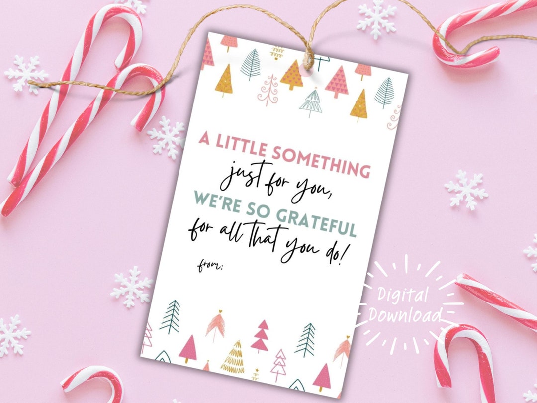 Printable Retro Christmas Gift Tag, Goody Bag Tag for Holidays ...