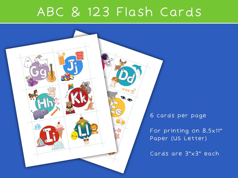 ABC & 123 Flash Cards: Printable Learning Cards (digital Download) - Etsy