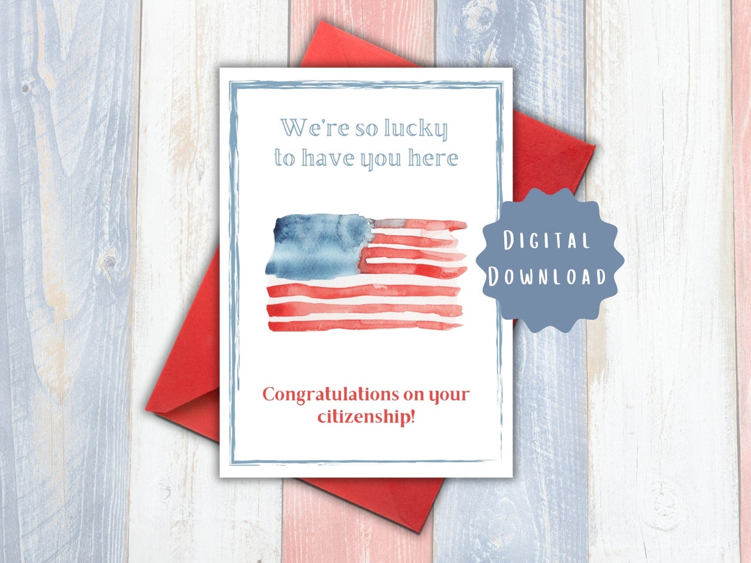 American Immigration Celebration Card, Printable Digital Download, USA ...