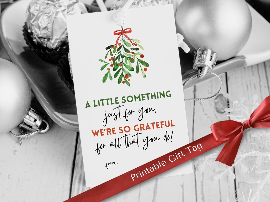 Christmas Thank You Gift Tag, Printable for Teacher Nurse Staff ...