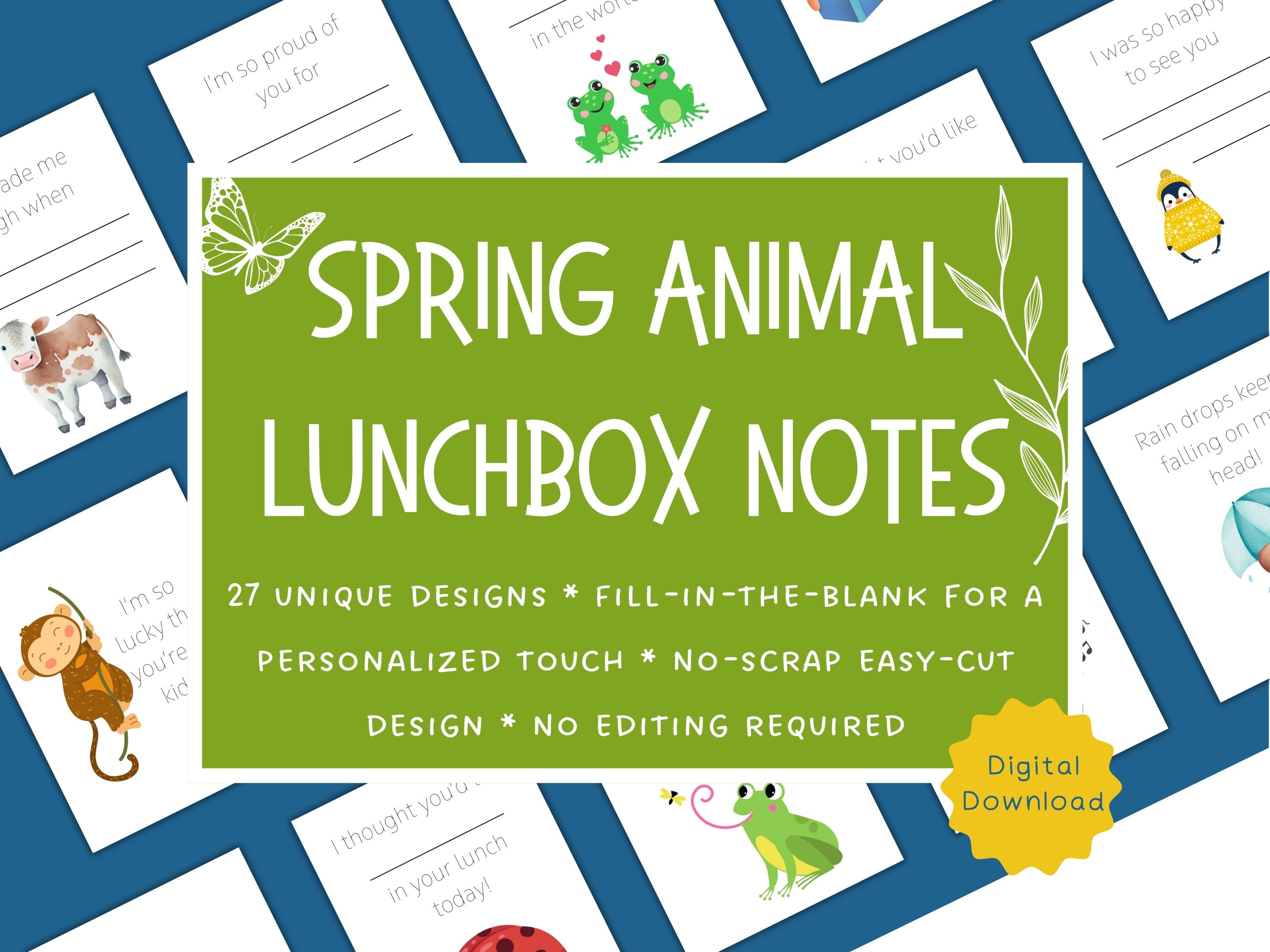 Spring Animal Lunchbox Notes for Kids, Brighten up Your Child's Lunch ...