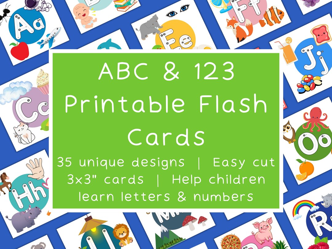 ABC & 123 Flash Cards: Printable Learning Cards (digital Download) - Etsy