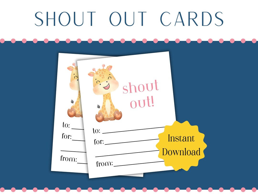 Giraffe Shout Out Cards: Teacher Appreciation (digital Download) - Etsy