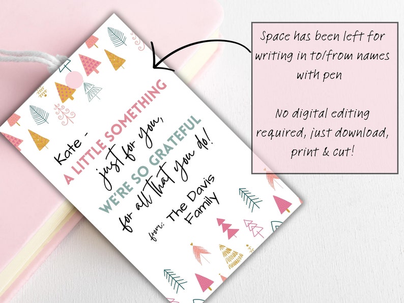 Printable Retro Christmas Gift Tag, Goody Bag Tag for Holidays ...