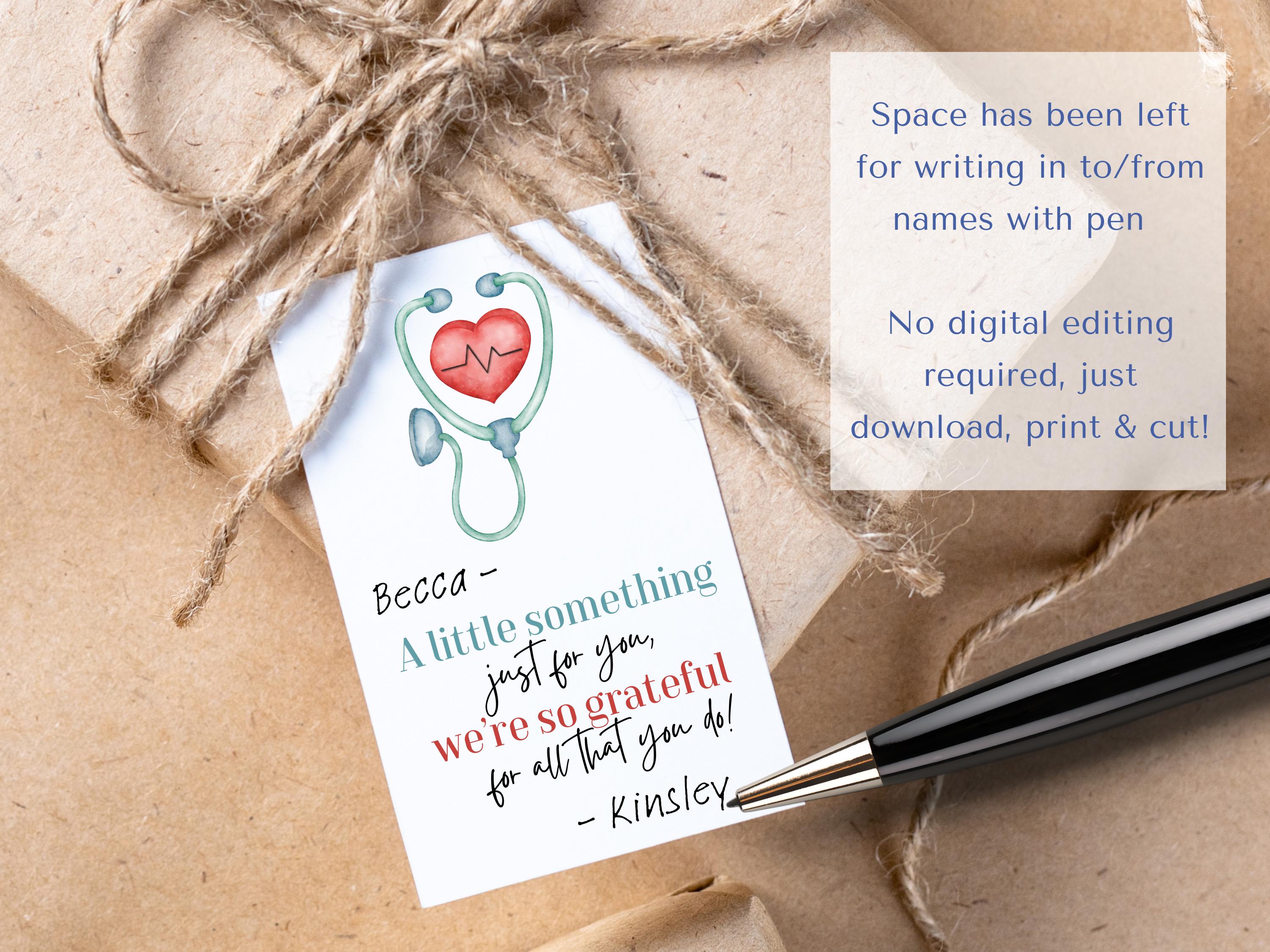 Thank You Gift Tag, Printable for Doctors, Nurses, First Responders ...