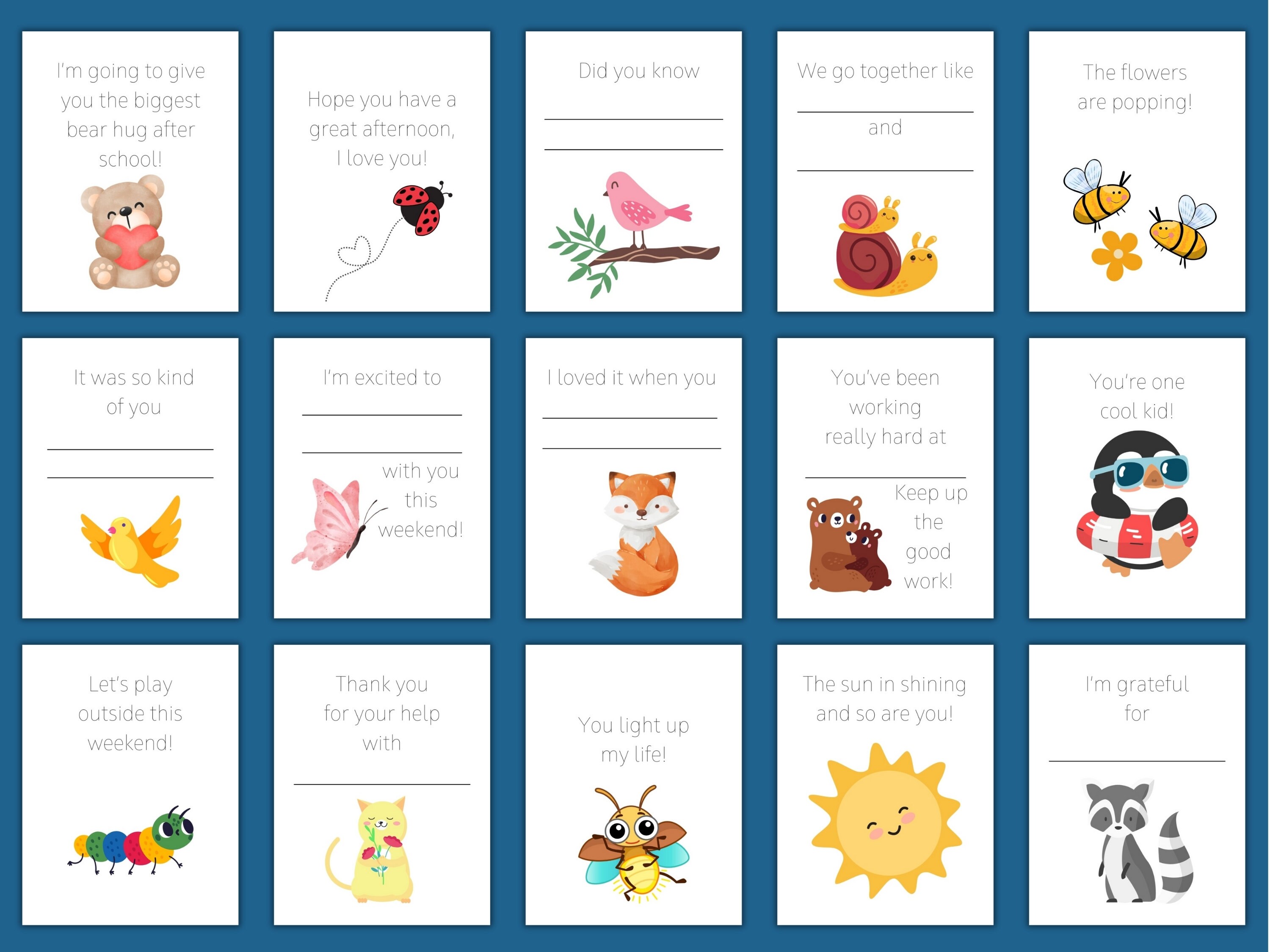 Spring Animal Lunchbox Notes for Kids, Brighten up Your Child's Lunch ...