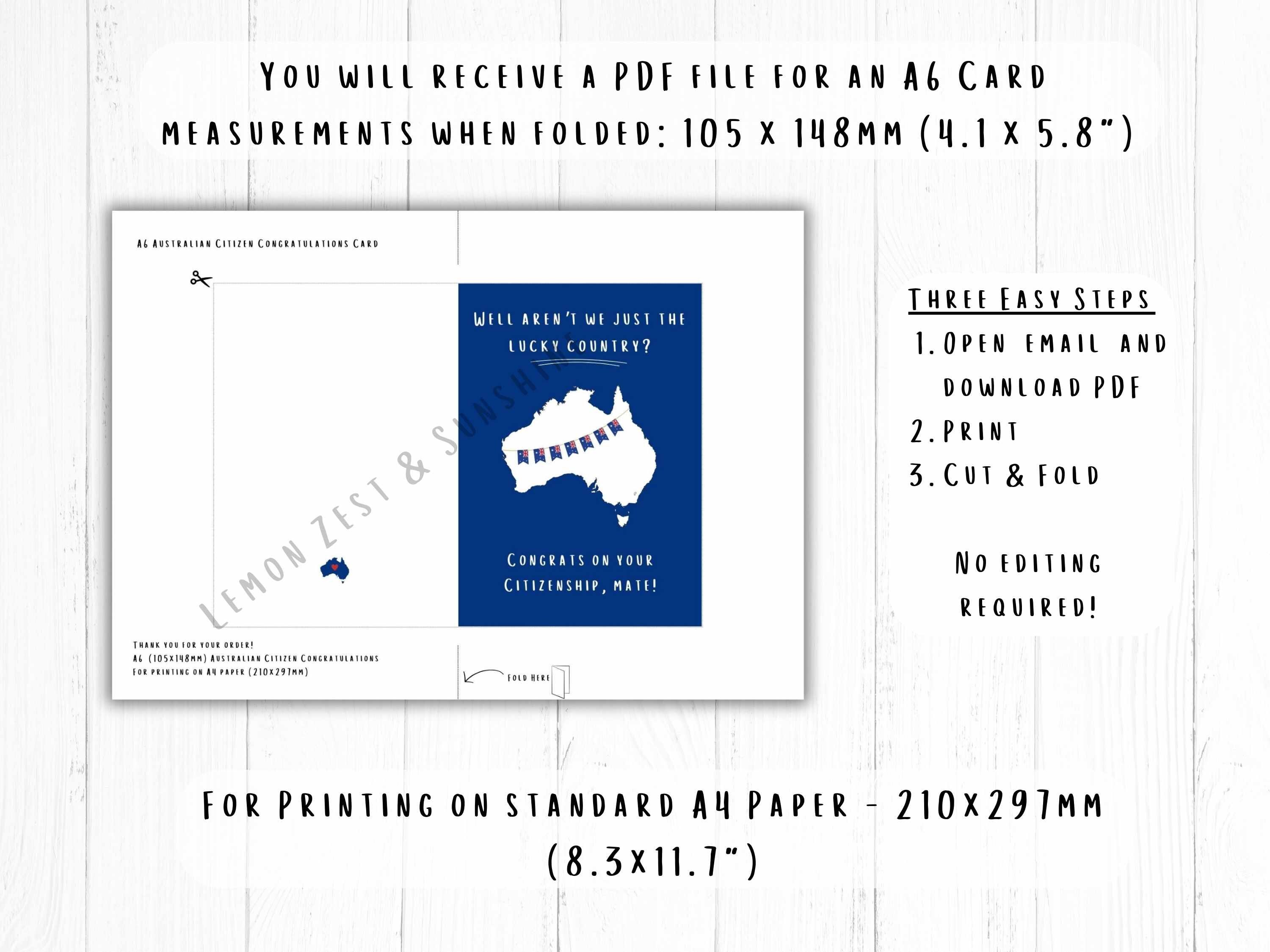 Australian Immigration Celebration Card, Printable Digital Download ...