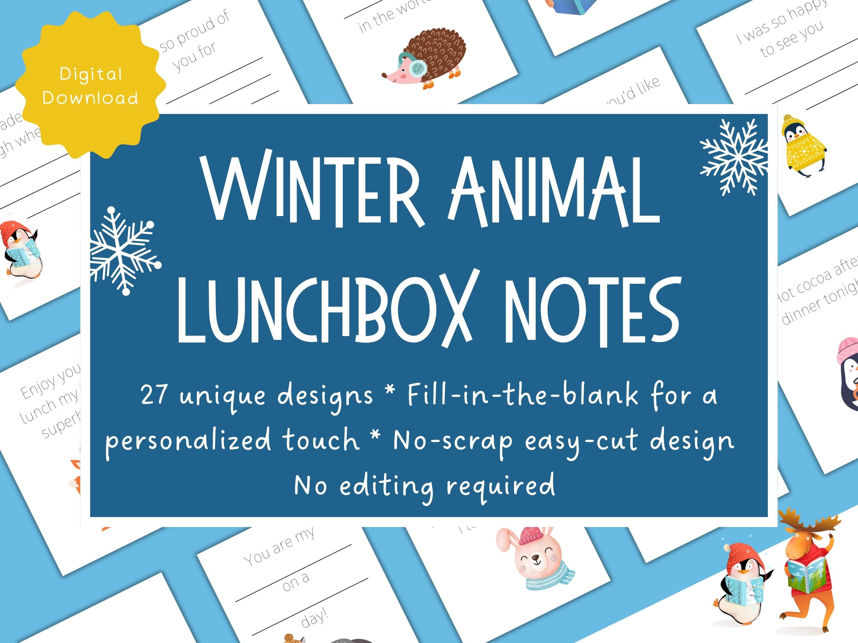 Winter Animal Lunchbox Notes for Kids, Warm up Your Kiddos Lunchtime ...