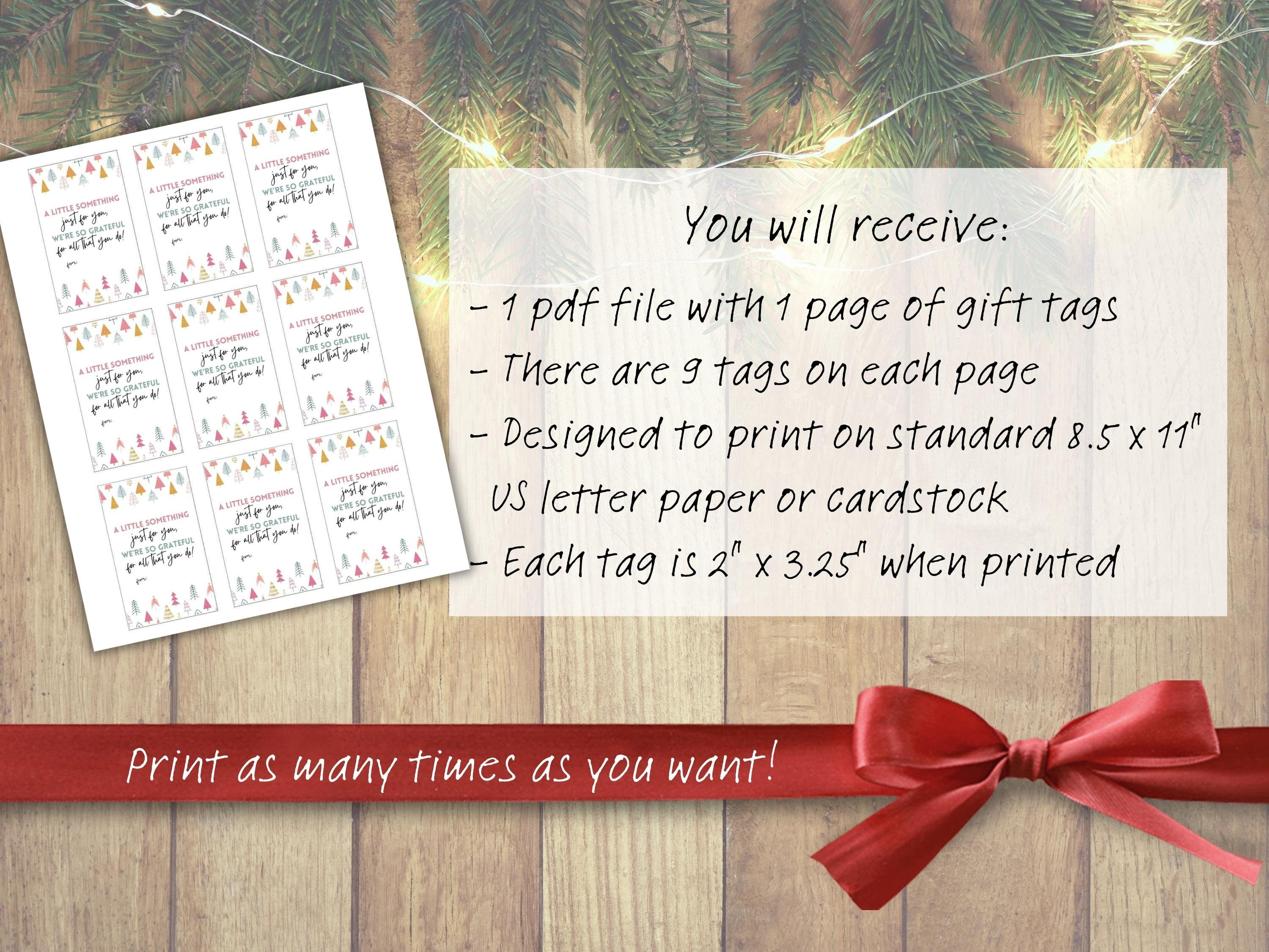 Printable Retro Christmas Gift Tag, Goody Bag Tag for Holidays ...