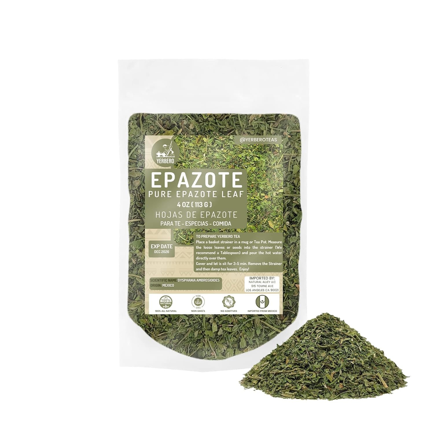 Yerbero Dried Epazote Leaves Cut Herb Hoja De Epazote Cortadas 100% ...