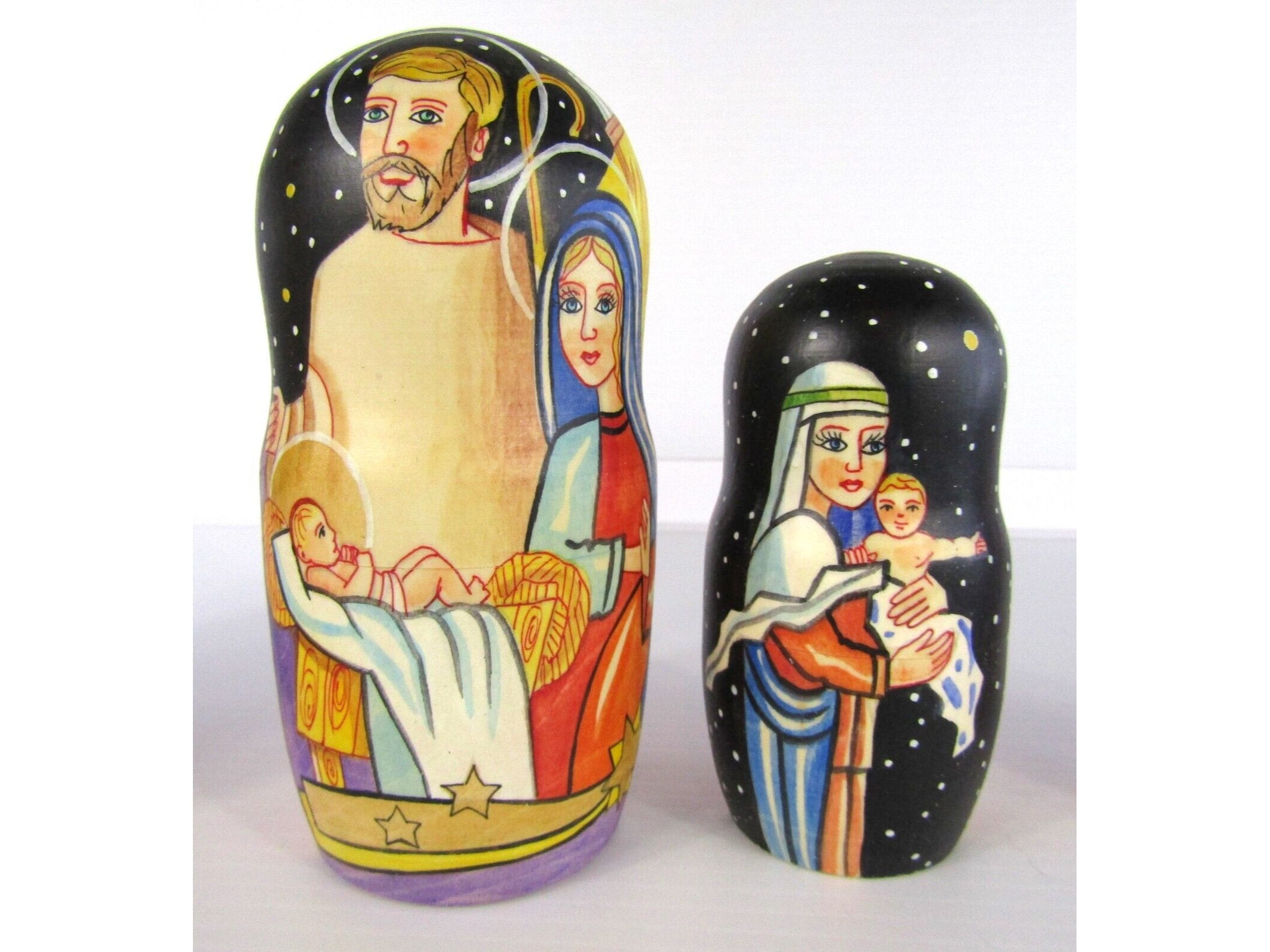 Russian Matryoshka Nesting Doll 7 5 Pc., Jesus Nativity Hand Made 1068 ...