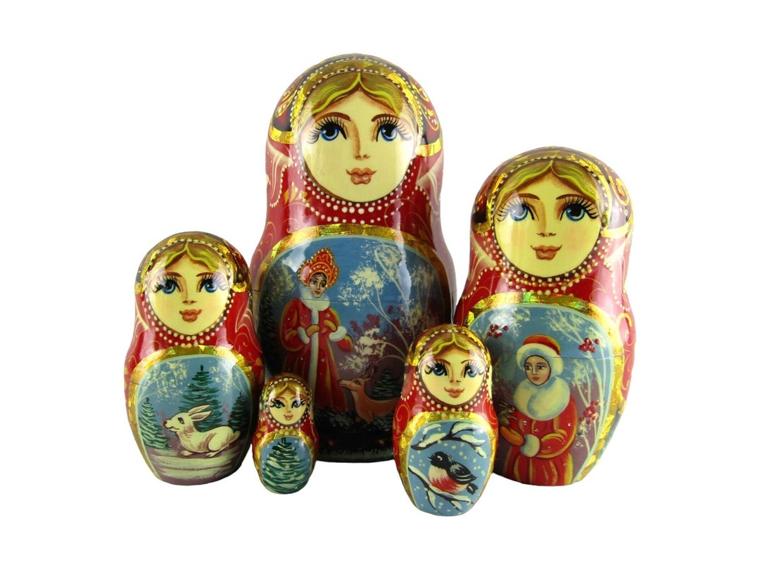 Nesting Doll 5 5 Piece, Winter Princess Scene Hand Made Set Russian ...