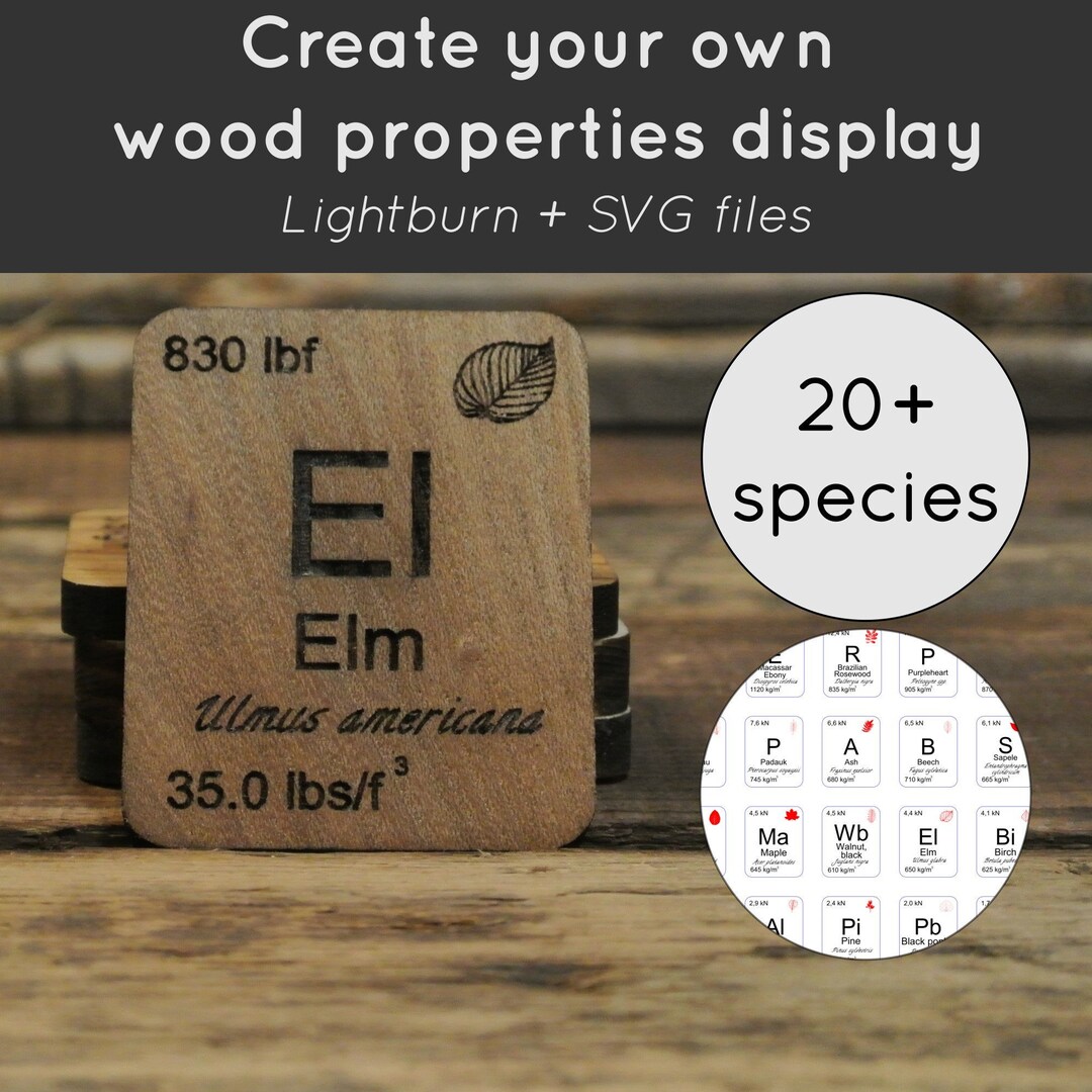 Periodic Table of Wood | Lightburn Laser Files | SVG | Engrave, Cut and ...