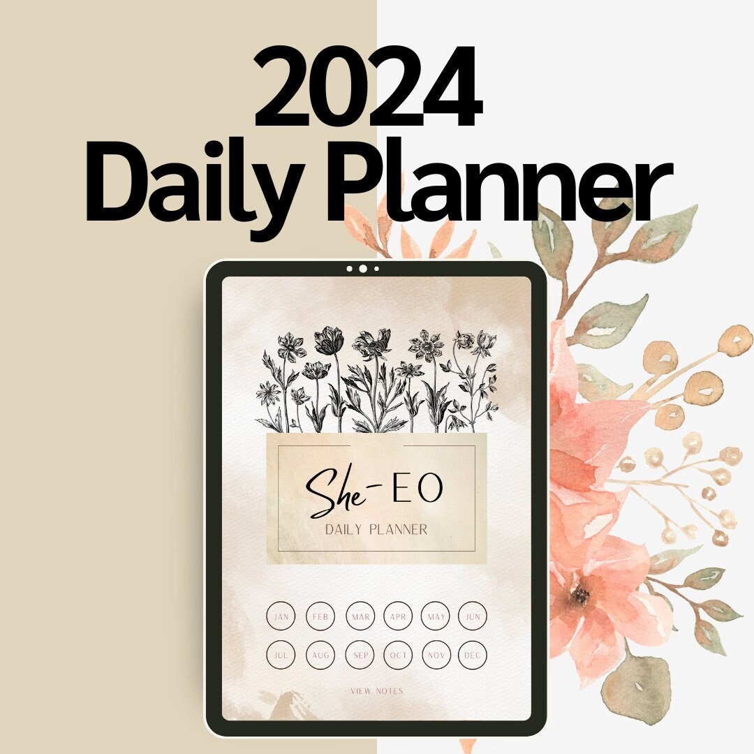 Digital Planner 2024: SHE-EO Rose Gold Daily Planner, Weekly Planner ...