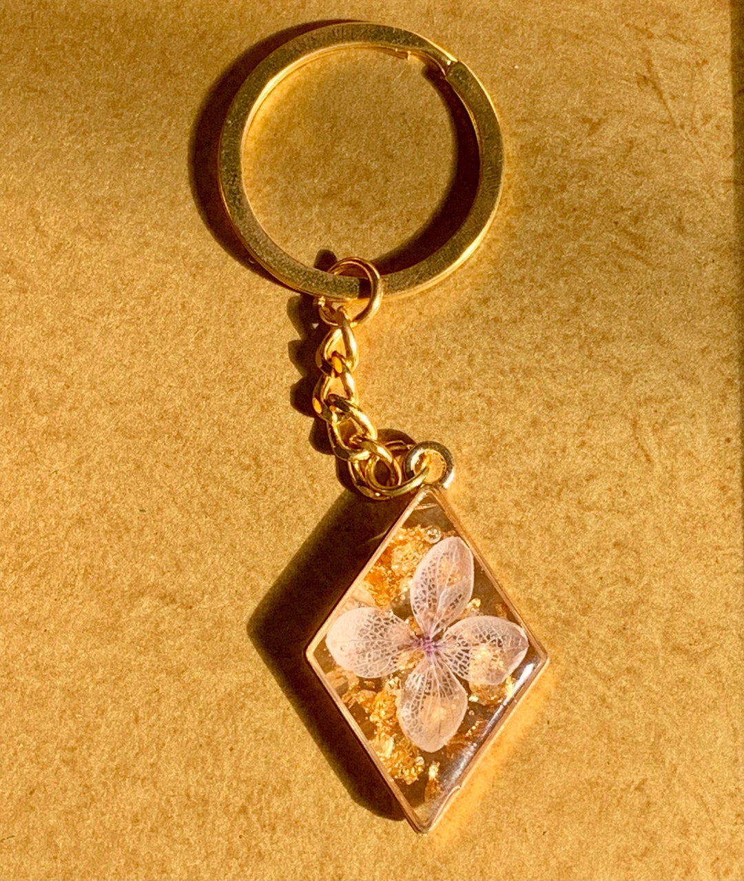 Gold Floral Resin Keychain iris - Etsy