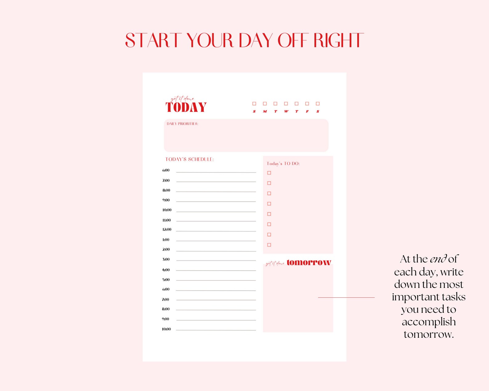 Printable Daily Planner, Daily Checklist / to Do List, Undated Everyday ...