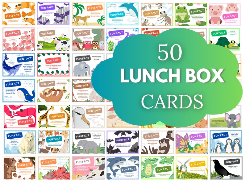 50 Lunch Box Cards Fun Facts for Your Child to Enjoy - Etsy