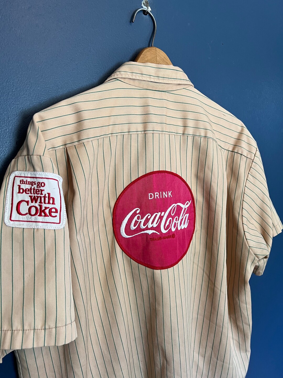 Vintage 70s Lee Coca Cola Stripe Cotton Polo Work Shirt Size Large - Etsy